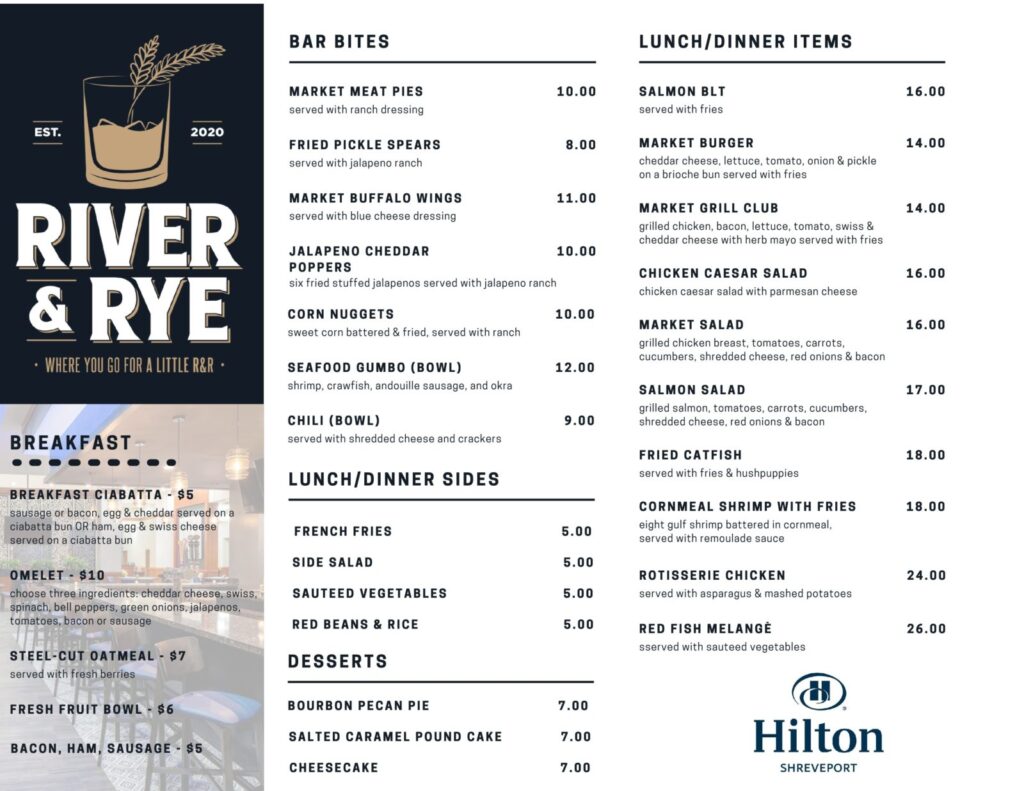 Hilton Hotel Debuts River & Rye Restaurant - DDA